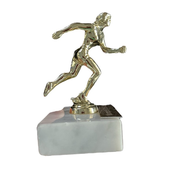 Accents | Vintage Trophy Runner Short Gold Tone White Marble Base ...